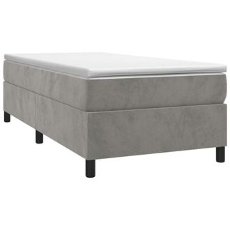 vidaXL Boxspringbett mit Matratze Hellgrau 90x200 cm Samt Vidaxl