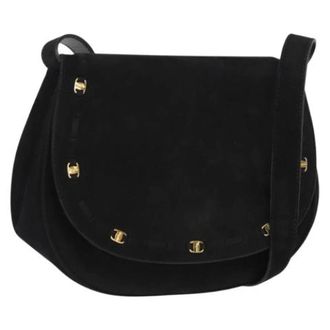 Ferragamo Pre-owned Wildleder-Schultertasche - - Pre-owned - Damen - Schwarzk - ONE SIZE