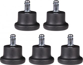 Amstyle 5er Set Design Kunststoff Bodengleiter/Fußgleiter für Bürostuhl rund Schwarz 11 mm