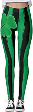 Generic Legging de sport pour femme - Motif Paddystripes - Vert porte-bonheur - Pour yoga, course &agrave; pied, pilates, a, XXL