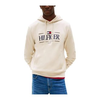 Tommy Hilfiger SweaT-shirt &agrave; capuche imprim&eacute; avec poches avant - Homme - Sweatshirts et sweats &agrave; capuche - Beige - Taille: 2XL
