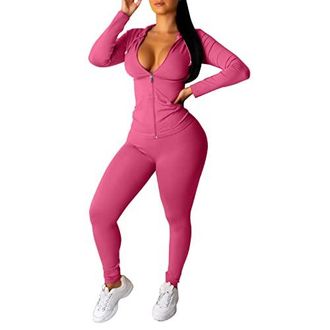 Generic Ensemble de surv&ecirc;tement pour femme - Sweat et pantalon de couleur unie - Surv&ecirc;tement de sport pour femme - Ensemble de surv&ecirc;tement pour femme, HT1., X