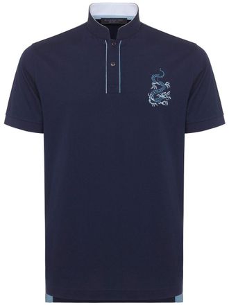 Shanghai Tang Poloshirt mit Drachenstickerei - Blau