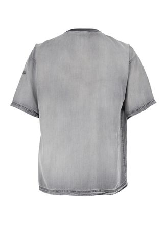Diesel Mens Crew Neck T-Shirt Grey Tech Fabric Lyocell T-Shirts And Polos