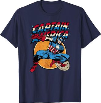 MARVEL Captain America Squat Down Comic Portrait T-Shirt