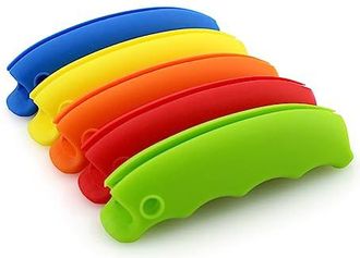 Garneck Lot de 4 supports en silicone souple pour à provisions, poignée de transport pour sacs de courses, porte-outils, courses, multi-usages, Comme sur la p