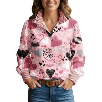 Generic 2026 Chemise Saint-Valentin Femme Fashion Manches Longues Pull-Over Col Rond Couleur Unie Top Haut Outdoor Grandes Tailles Vetement pour Automne Hiver