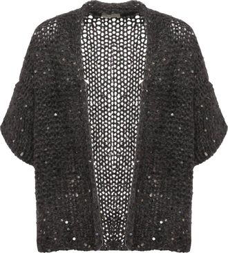 PANICALE Panicale - Cardigan en m&eacute;lange dalpaga - Femme - Pulls - Gris - Taille: 34 FR