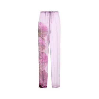 Dries Van Noten Femme, Pantalons, Violet, Taille: 32 FR Pantalon en maille &agrave; imprim&eacute; floral