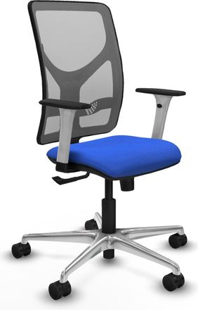 Piqueras y Crespo B&uuml;rostuhl mit verstellbarer R&uuml;ckenlehne, mit wei&szlig;en und schwarzen Armlehnen, h&ouml;henverstellbare Lendenwirbelst&uuml;tze, ausgestattet mit 3 Positionen, Grau