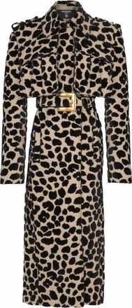 Balmain Leopard Print Jacquard G&uuml;rtel-Trenchcoat - - Coats - Damen - Mehrfarbig - XS