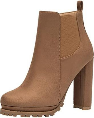 Generic Bottes de neige classiques pour femmes 2026 &agrave; bout pointu et talon &eacute;pais avec fermeture &eacute;clair &agrave; plateforme, marron, 39 EU