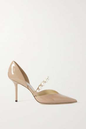 Jimmy Choo London Aurelie 85 Pumps Aus Lackleder Mit Verzierungen - Neutral