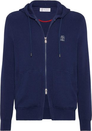 Brunello Cucinelli Gestrickter Hoodie - Blau