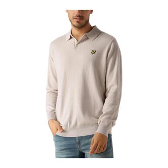 Lyle & Scott Baumwoll-Merino Langarm Strickpolo - - Tops - Herren - Beige - XS