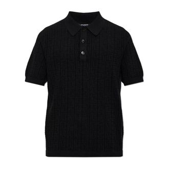 Balmain Monogram Strick-Poloshirt - - Knitwear - Herren - Schwarzk - M