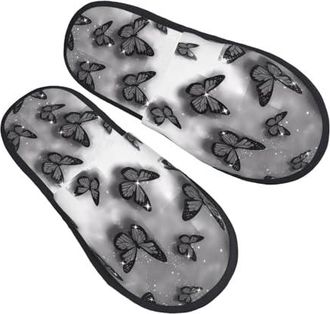 Generic Chaussons Femme Homme Papillon Gris Scintillant Maison Chaussures Confort Doux Chaude Pantoufles, Pour Int&eacute;rieur Ext&eacute;rieur, Femmes, Hommes, M
