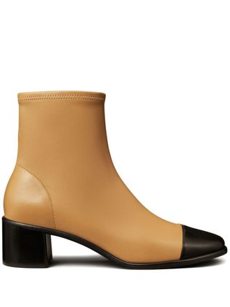 Tory Burch bottines à bout contrastant 50 mm - Marron