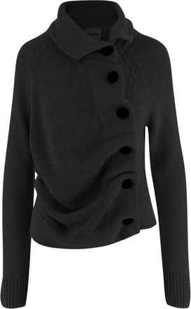 Khaite Femme, Pulls, Noir, Taille: 40 FR Maille en Soie et Coton avec Boutonnage Asym&eacute;trique