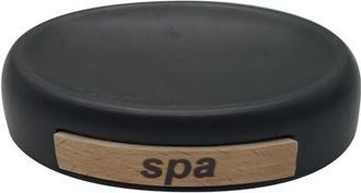 MSV Seifenschale aus Keramik, SPA, Schwarz, 12,5 x 8,5 x 3