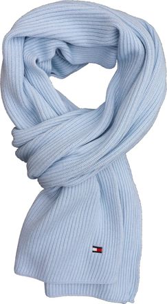 Tommy Hilfiger Strickschal Schal Cotton Cashmere Scarf Blau Hellblau 180 x 45 cm