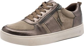 Tamaris Comfort Damen Sneaker flach mit Rei&szlig;verschluss Freizeit, Mehrfarbig (Pewter Comb), 36 EU