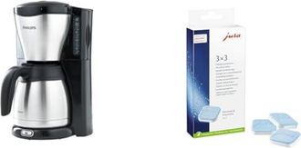 Philips Philips Filterkaffeemaschine - 1.2-Liter-Thermoskanne & JURA original - Entkalkungstabletten für 3 Entkalkungsvorgänge - TÜV-zertifizierte Hygiene - 3