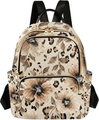 Mnsruu Mini sac à dos pour femme, motif floral léopard guépard, petit sac à dos tendance pour femme, sac à dos décontracté, Multi948, M