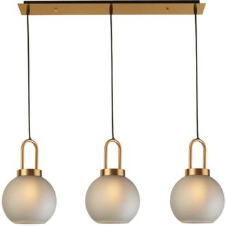 Searchlight Searchlight - Suspension snowdrop 3L barre m&eacute;tal laiton avec verre depoli E27 3x60w max longueur 87
