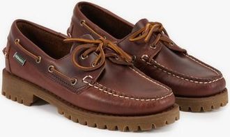 Sebago Schnürmokassins aus gemischtem Leder in Braun