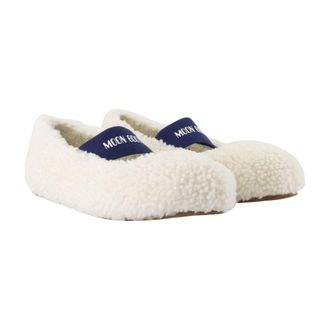 Moon Boot Fleece-Lined Cowhide Ballerinas - Beige