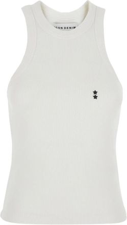 Icon Denim Los Angeles Femme, Tops, Blanc, Taille: 40 FR Top &agrave; col rond avec &eacute;toile brod&eacute;e