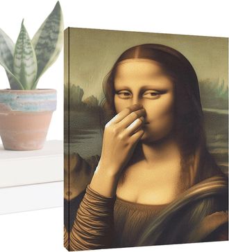 Generico Lustiges humorvolles Bild von Mona Lisa - Retro-Badezimmerdruck, lustige olfaktorische Szene als Wanddekoration, parodische Kunstgrafik im Stil der al