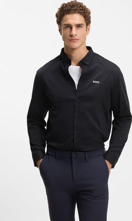 Boss Green by Hugo Boss Langarmhemd BOSS GREEN B MOTION L, Herren, Gr. 4XL, N-Gr, schwarz (dunkelblau402), Web, Obermaterial: 100% Baumwolle, regular fit, 2-Knopf-Manschette 