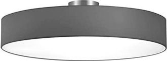 Trio Leuchten Deckenleuchte Hotel 603900511, Metall Nickel matt, Stoffschirm grau, exkl. Leuchtmittel 5x E27