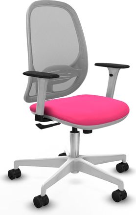 Piqueras y Crespo Computerstuhl Rosa Cilanco mit 1D-Armen, h&ouml;henverstellbare Lendenwirbelst&uuml;tze, ausgestattet mit 3 Positionen und Schneidschaum, mit 65 mm Nylon-Rollen