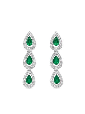 HYT Jewelry boucles doreilles pendantes en or blanc 18ct pav&eacute;es de diamants - Argent