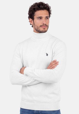 U.S.Polo Association Rollkragenpullover aus reiner Baumwolle mit Logostickerei Klassischer Herrenpullover mit Rippb&uuml;ndchen und regul&auml;rer Passform