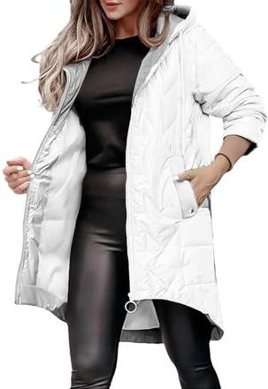 Generic Vestes matelassées à capuche pour femmes, vestes dhiver pour femmes avec cordon de serrage - Sweat à capuche rembourré - Manteaux unis confortables - 