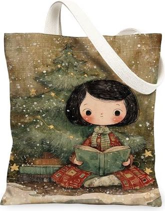 Generic Sacs fourre-tout vintage fantaisistes en toile, illustration darbre mignon, l&eacute;ger, lavable et r&eacute;utilisable pour les vacances, les voyages, les pique-n