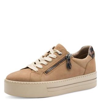 Jana Baskets Plateformes Femme avec Fermeture &eacute;clair Vegan, Taupe, 40 EU