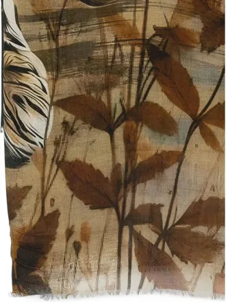 D'Aniello Animal Print Modal Cashmere Scarf - Brown