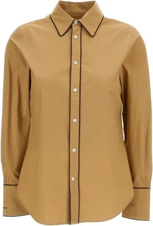 Polo Ralph Lauren Femme, Blouses et Chemises, Beige, Taille: 38 FR Chemise Classique en M&eacute;lange de Coton