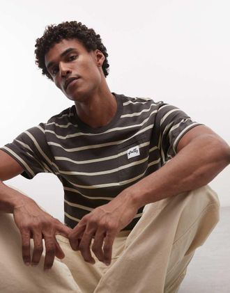 Stan Ray T-shirt ray&eacute; &agrave; manches courtes et poche - Noir et blanc