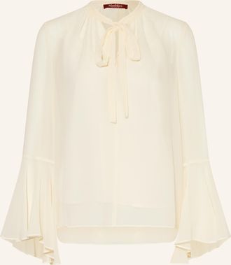 Max Mara Max Mara Studio Schluppenbluse Cuba Aus Seide Mit Volants beige