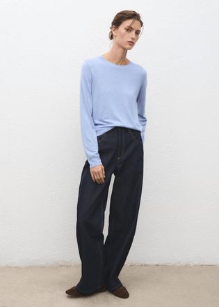 Mango Pull-over maille fine col rond bleu ciel - Femme - XL - MANGO