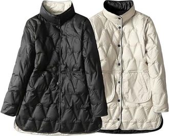 Generic Doudoune matelass&eacute;e r&eacute;versible l&eacute;g&egrave;re pour femme, veste dhiver surdimensionn&eacute;e d&eacute;contract&eacute;e avec poches, Noir, 5XL