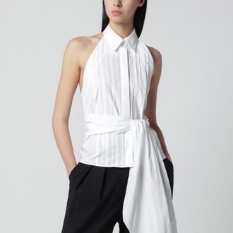 P.A.R.O.S.H. White blouse with pleats and bow