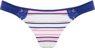 Beach Bunny bas de bikini ray&eacute; &agrave; d&eacute;tails en dentelle - Bleu