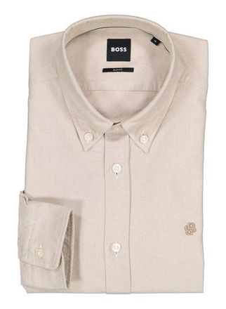 HUGO BOSS Herren Hemd schwarz meliert Slim Fit